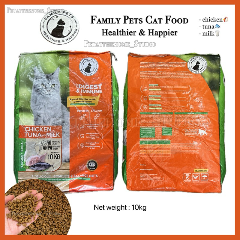 Family Pets Cat Food Makanan Kucing 10kg Healthier&Happier Chicken Tuna ...