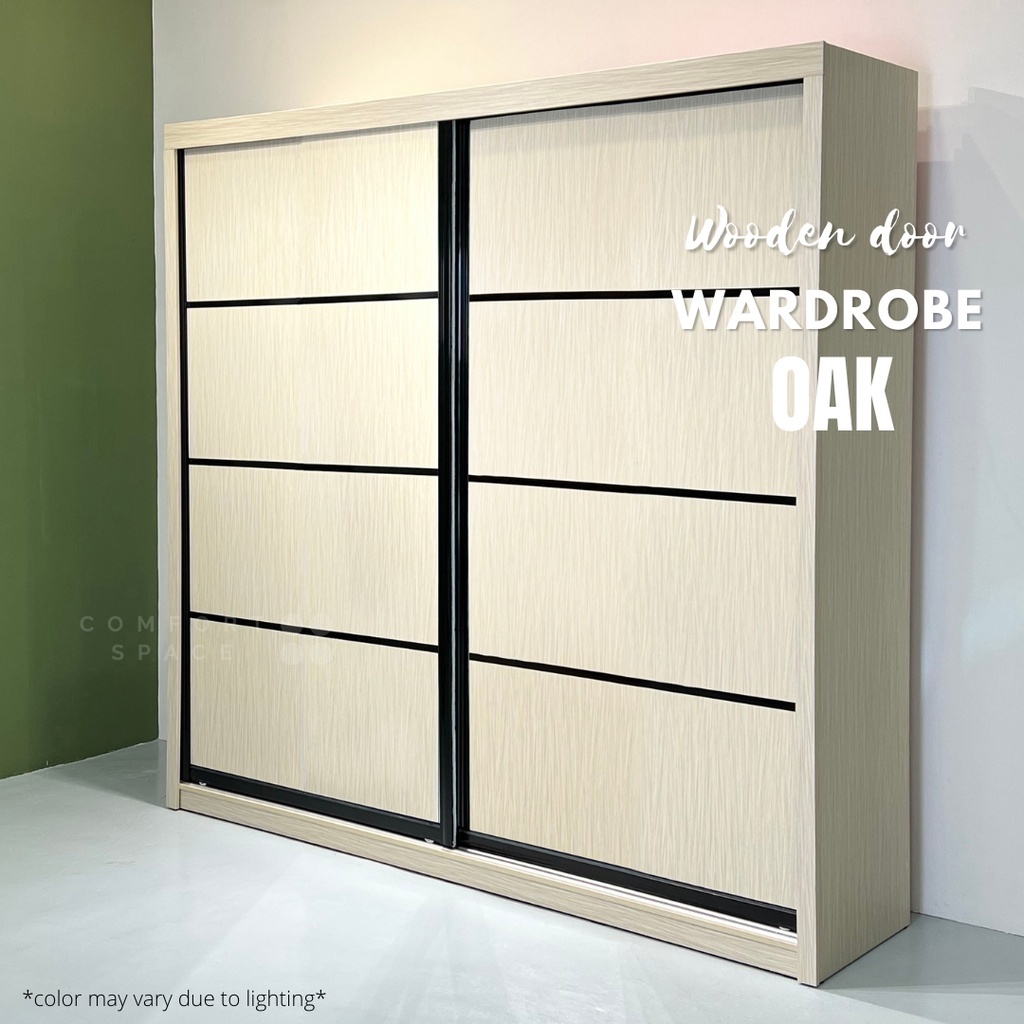 🔥 Lowest Price 🔥 Oak 6x8, 8x8 Anti Jump Sliding Door Wardrobe | Melamine | Almari Oak 衣橱 131 ...