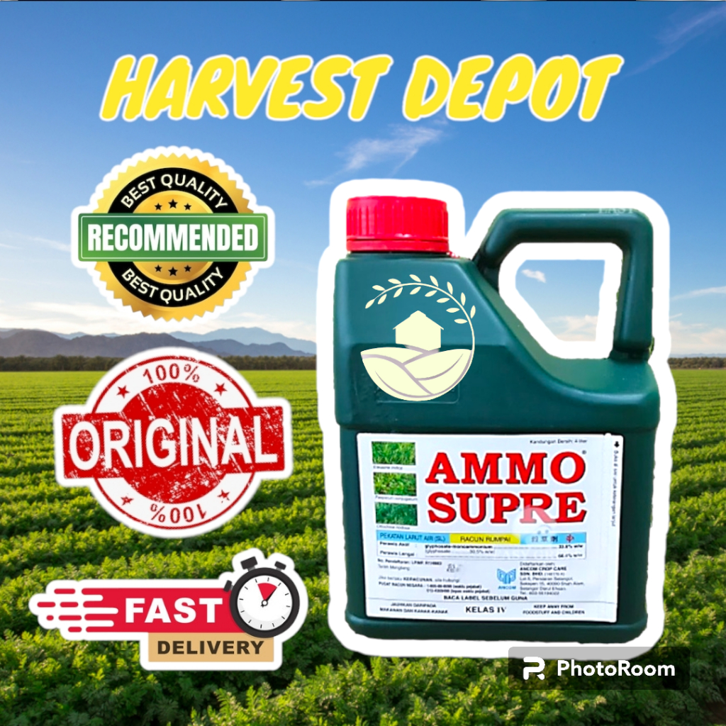4L Ammo Supre Glyphosate Monoammonium 33.6% Racun Rumput Rumpai Lalang ...