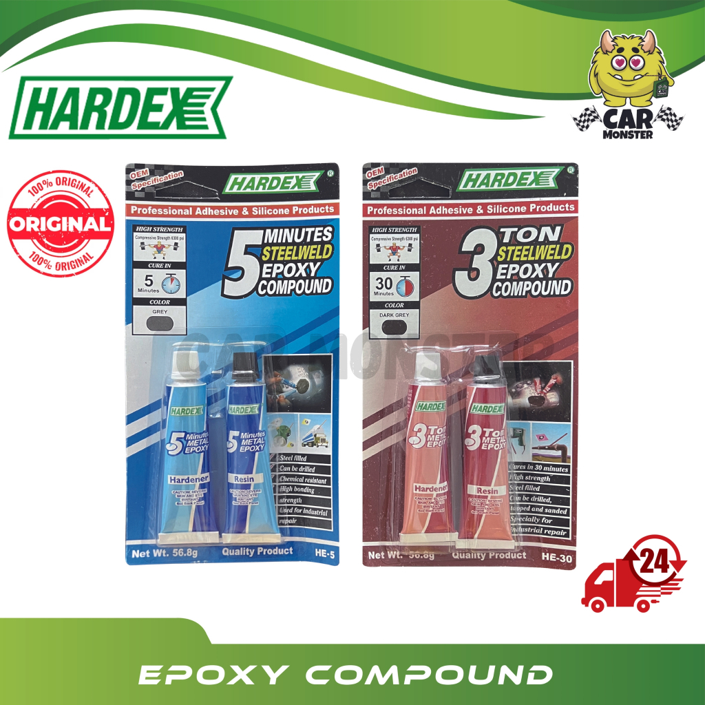 (ORIGINAL) HARDEX Epoxy Compound Steelweld 5 Minutes Clear Epoxy 3 Ton ...