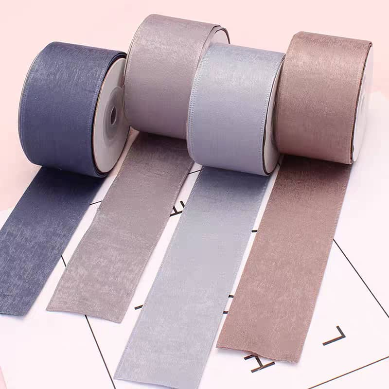 4CM Korean DOUBLE LAYER SHINING VELVET Ribbon Flower Bouquet Wrapper ...
