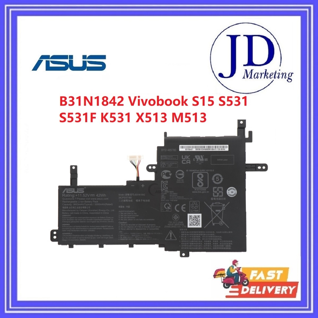 Original Asus B31N1842 S531 X531 K531 K513E F513 M513 S531FA S531FL ...