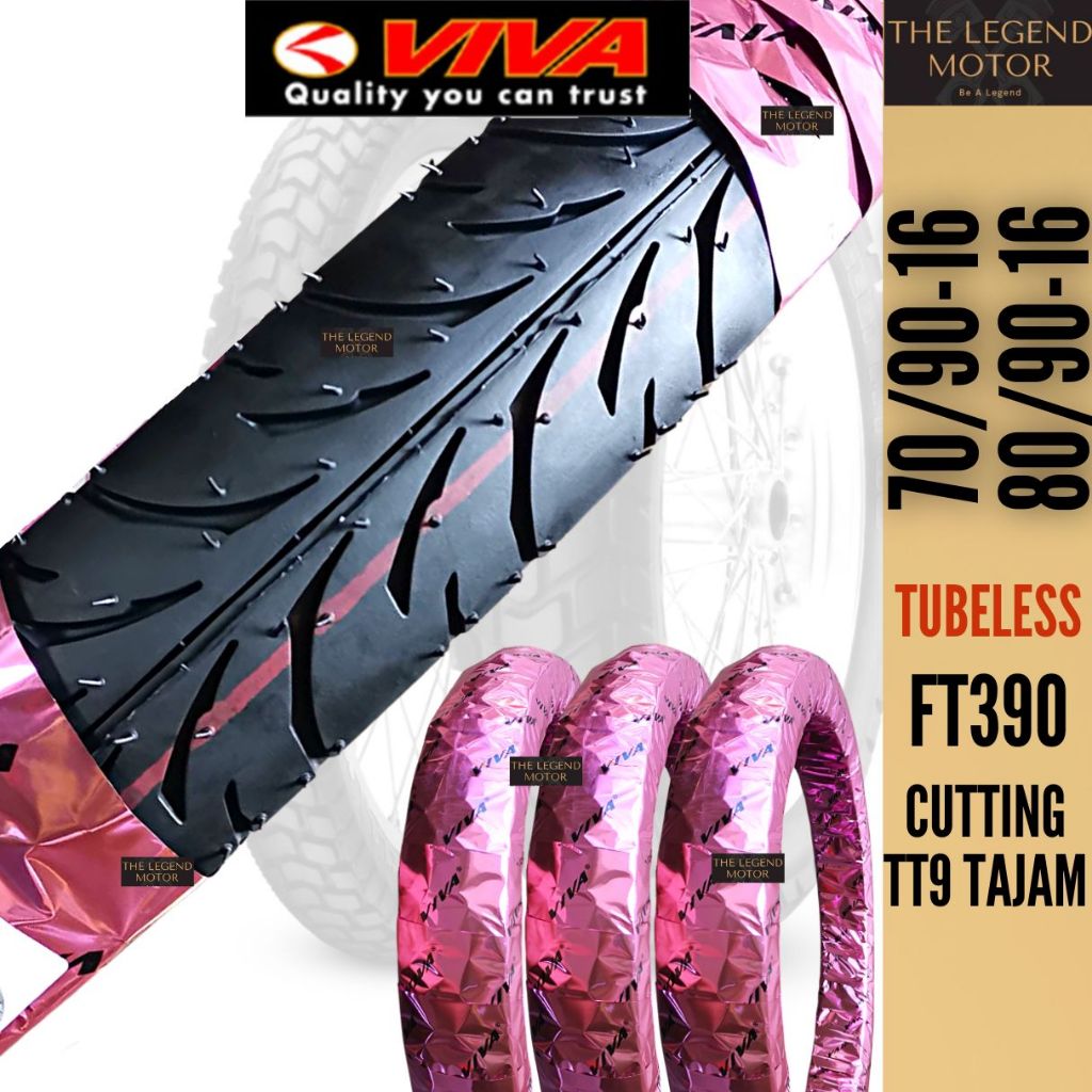 VIVA TYRE 16 Tubeless FT 390 70/90-16 80/90-16 Cutting TT9 Tajam Made ...
