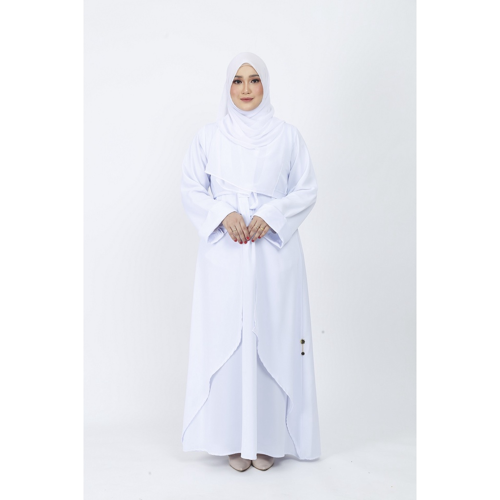 Alfaro Abaya Plain Umrah Black & White / Jubah Putih Umrah Haji - Free ...