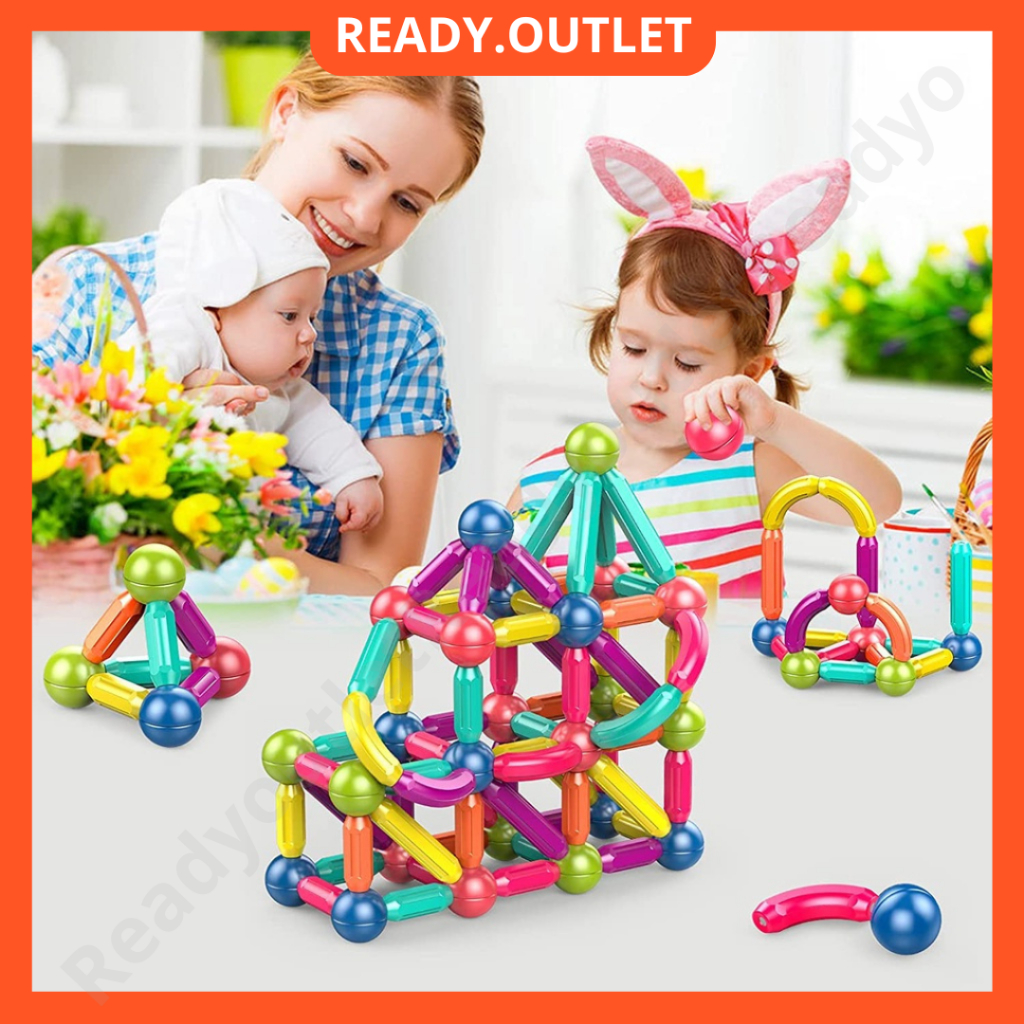 FULL SET 100 Magnetic Stick Balls Building Toys Blocks 3D Geometry ...