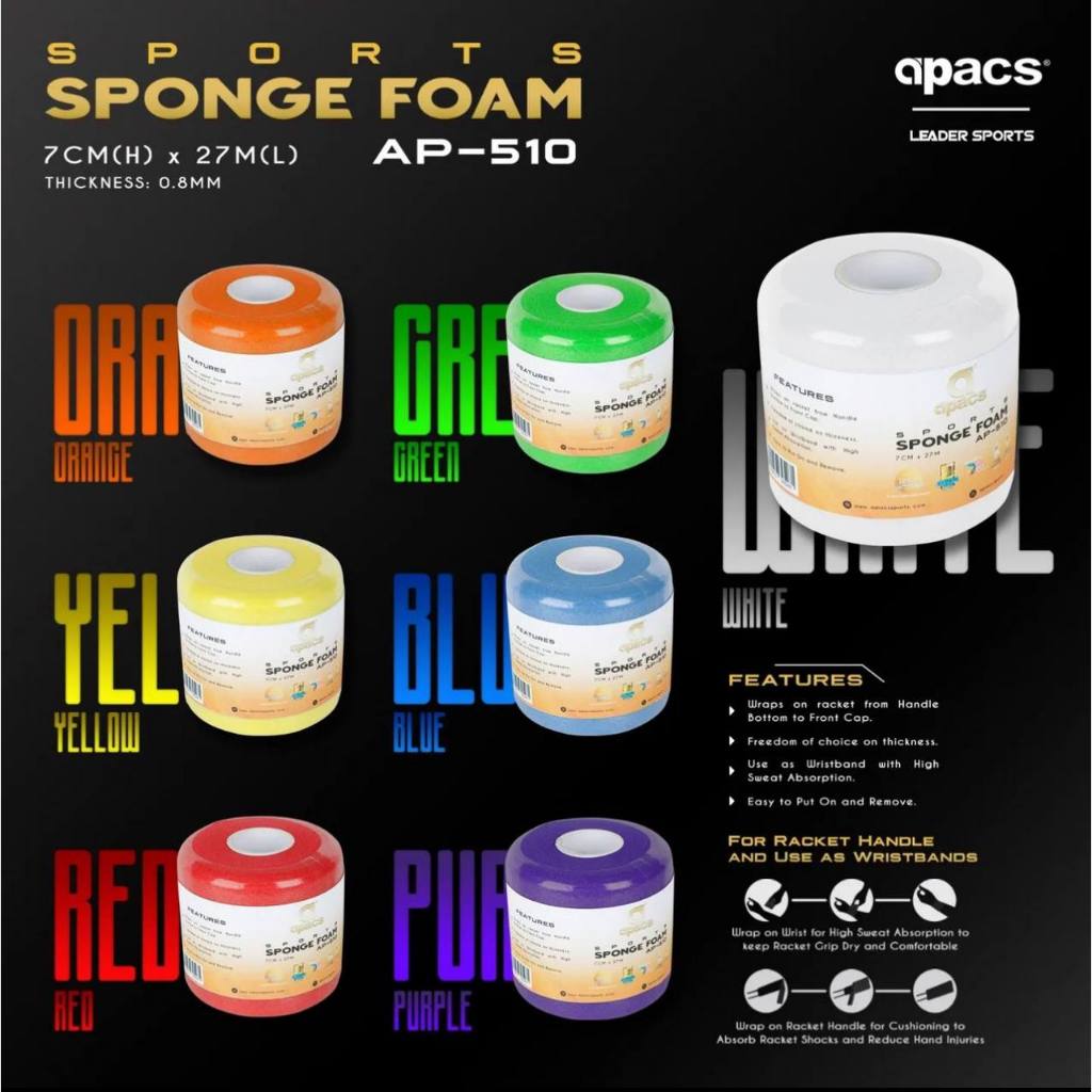 APACS SPONGE FOAM AP 510 (100% ORIGINAL CUSHION WRAP GRIP) | Shopee ...