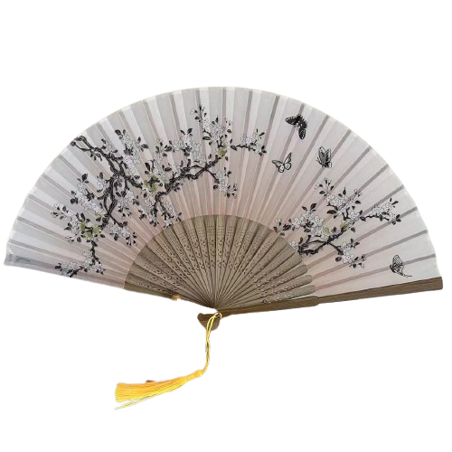 Elegant Floral Black Bamboo Hand Fan Kipas Tangan Lipat Buluh Corak ...