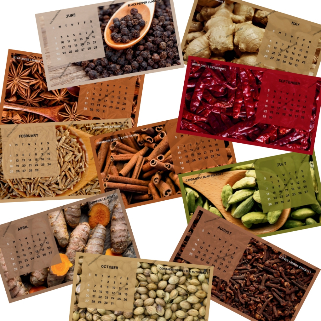 12 TYPE OF SPICES 2024 CALENDAR PRINTABLE PDF | Shopee Malaysia