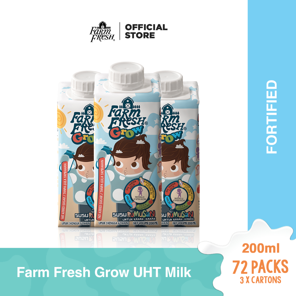Farm Fresh Grow Formulated Milk 1-6 Years Old 200ml x 24 Packs (3 ...