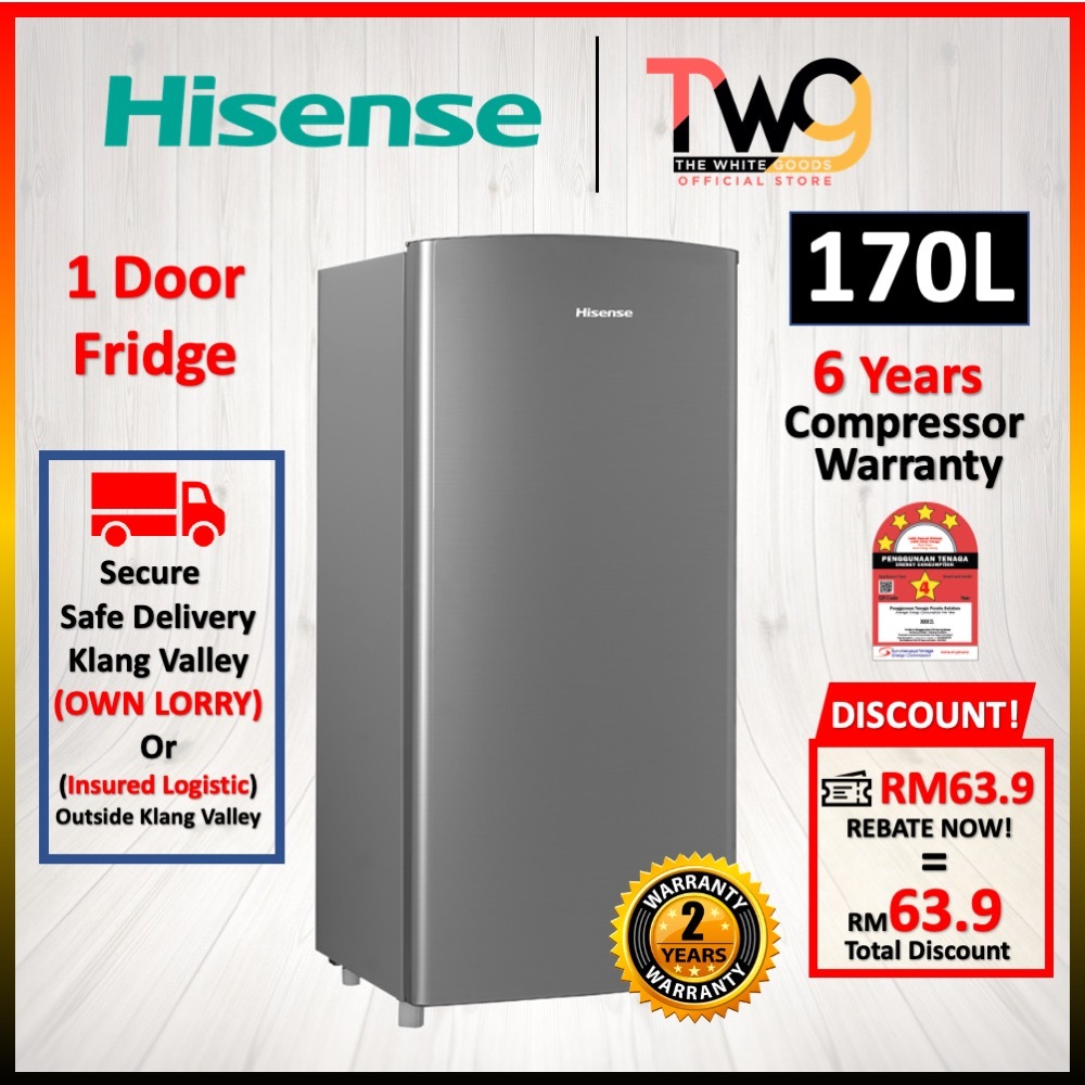 [FREE SHIPPING] Hisense 1 Door Fridge 170L / 205L RR198D4ABM1 RR239D4ABN (Single Door ...