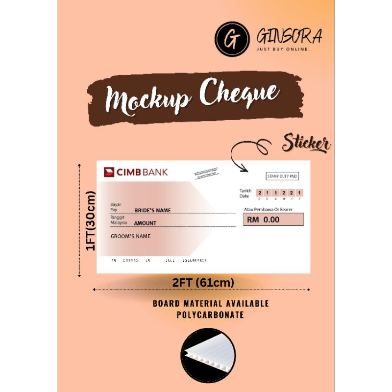 Mockup Cheque 1FTx2FT|•Charity Cheque|•Fund Raising Event | Shopee Malaysia