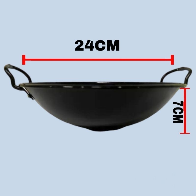 KUALI HITAM / BLACK ENAMEL WOK / kuali enamel / kuali besi / kuali tak ...