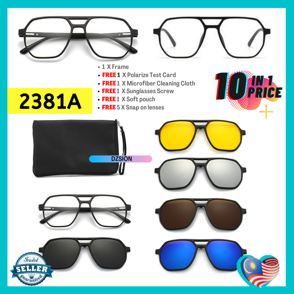 💖BUY 1 FREE 9 💖Polarized Magnetic Clip On Sunglasses Unisex | Shopee ...