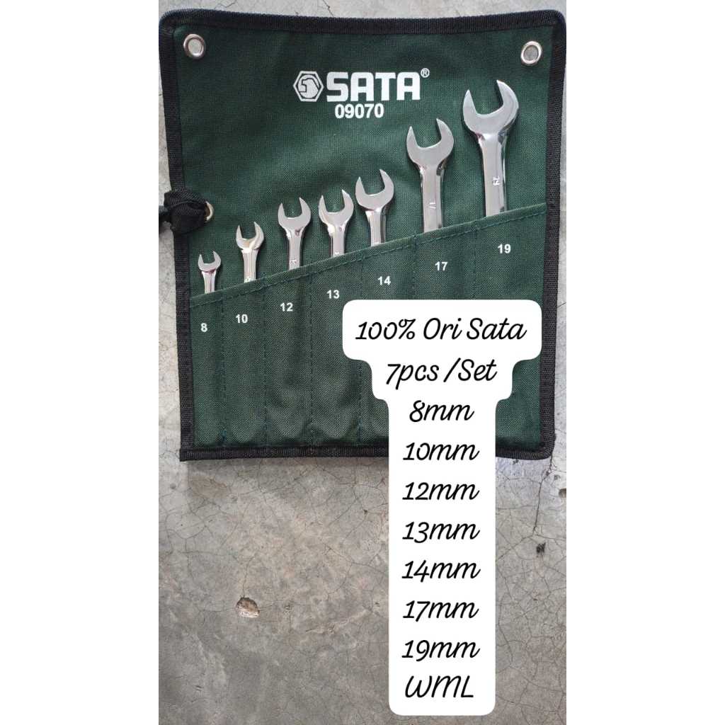 SATA 09070 7pcs Metric Combination Wrench Set 8, 10, 12, 13, 14, 17 ...