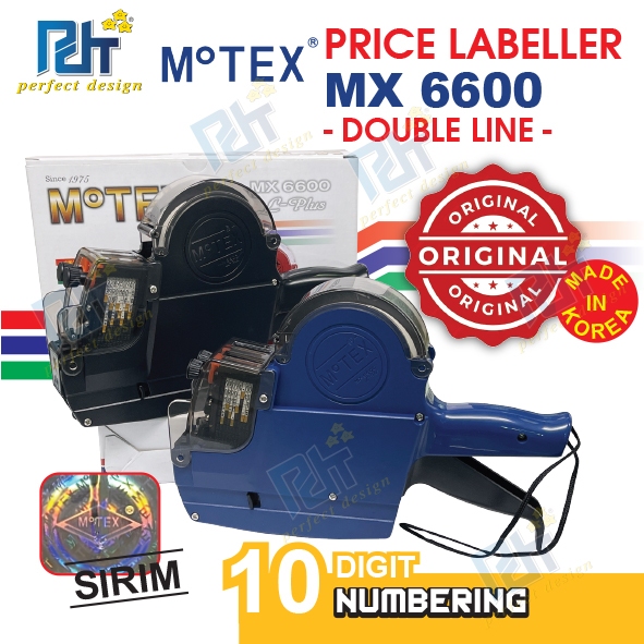 ORIGINAL MOTEX MX 6600 HAND LABELLER/DOUBLE LINE/10 DIGIT NUMBERING/ALPHABET#READY STOCK ...