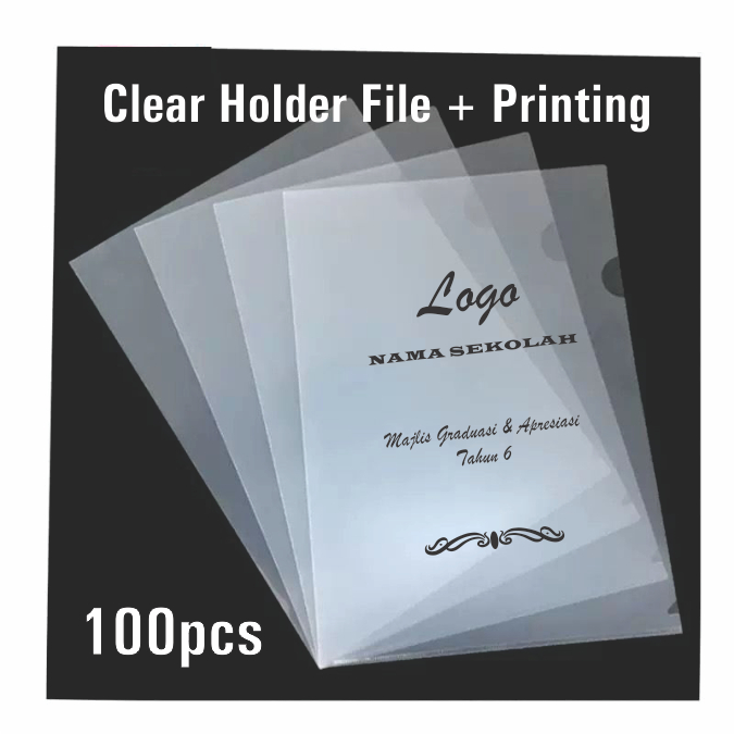 [50pcs] A4 Clear Holder File + Printing (L Shape folder) Clear Holder E310 | Shopee Malaysia