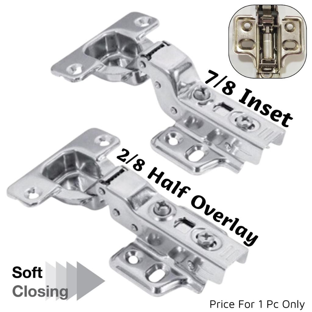 2/8" Half Overlay or 7/8” Inset Hydraulic Cabinet Door Hinge Soft ...