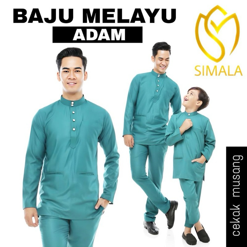 baju malayu kular warna turquoise jenis japanies cotton dewasa den ...