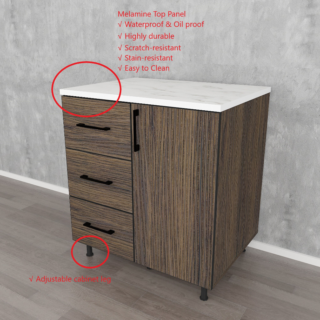 MELAMINE 3 DRAWER 2 DOOR KITCHEN CABINET WATER & OIL PROFF/KABINET ...
