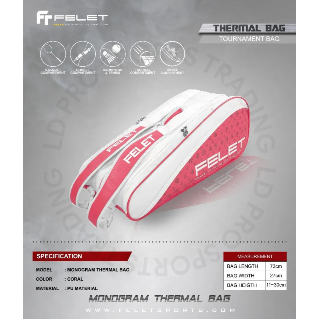 FELET Bag Monogram Thermal Badminton Bag (12 Colors) | Shopee Malaysia