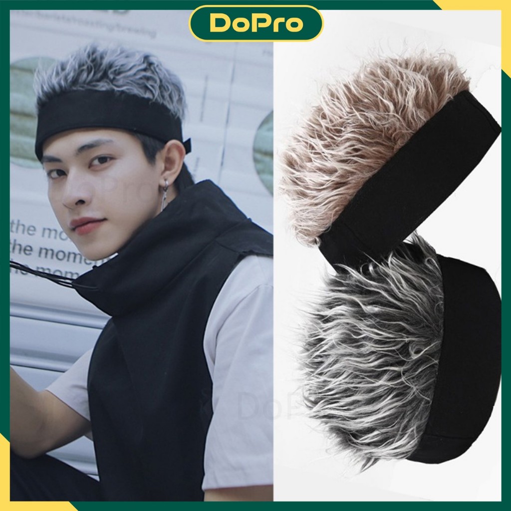 Wig Hat Unisex Hip Hop Beanie with Spiked Fake Hair Funny Retro Short ...