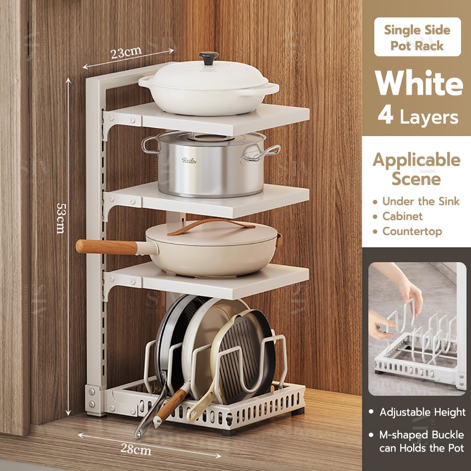 SIV 2-5 Tiers Adjustable Pot and Pan Rack Organizer Rak Bawah Sinki ...