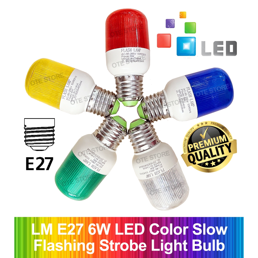LM 6W LED E27 Color Flashing Strobe Light Bulb (Red, Yellow, Blue ...