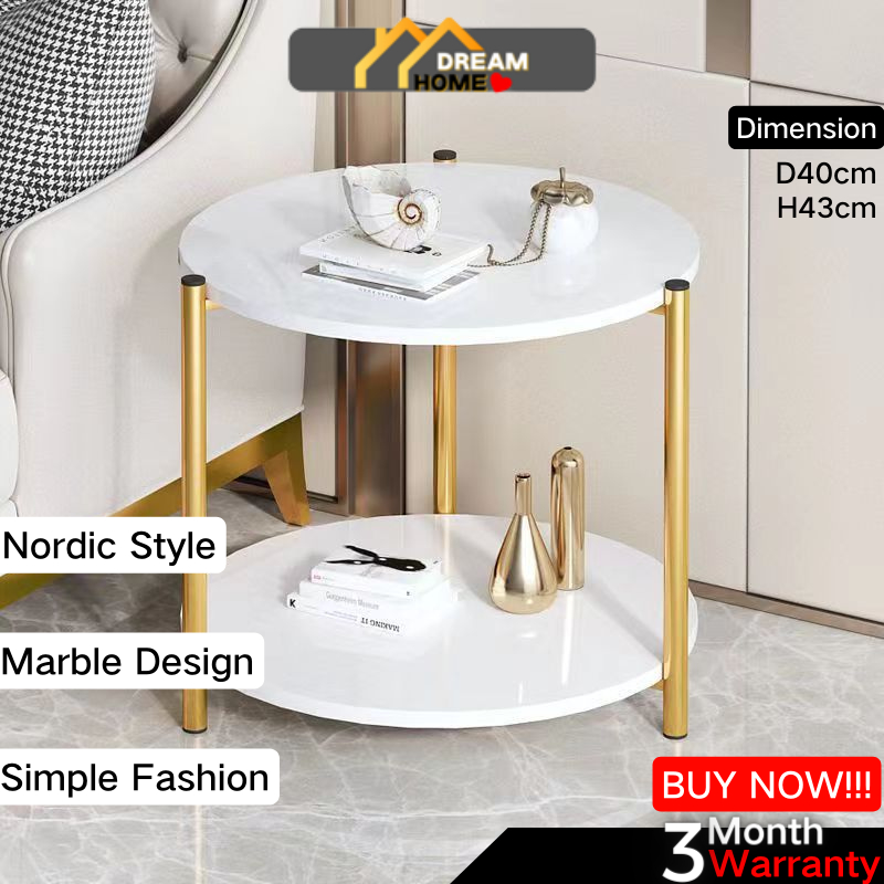 Dream Home Nordic Marble Coffee table Round Side Table Small bedside ...