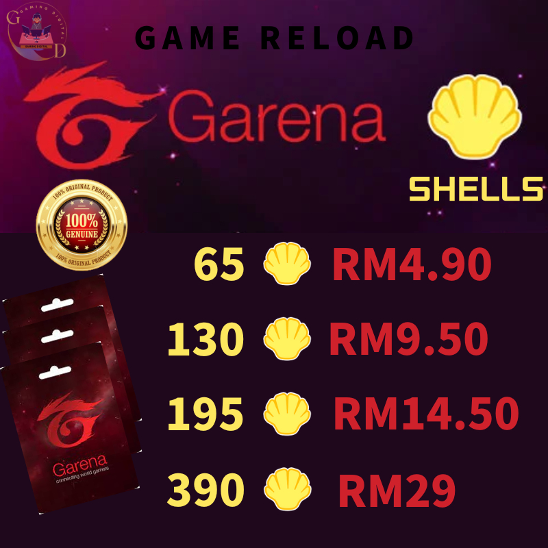 Garena Shell Pin Reload / Topup (65/130/195/390 Shells) | Shopee Malaysia