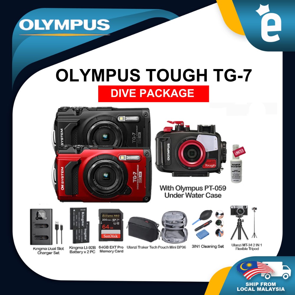 Olympus OM SYSTEM Tough TG-7 / TG7 Digital Camera (Black/Red) +DeSalt 50ml | Shopee Malaysia