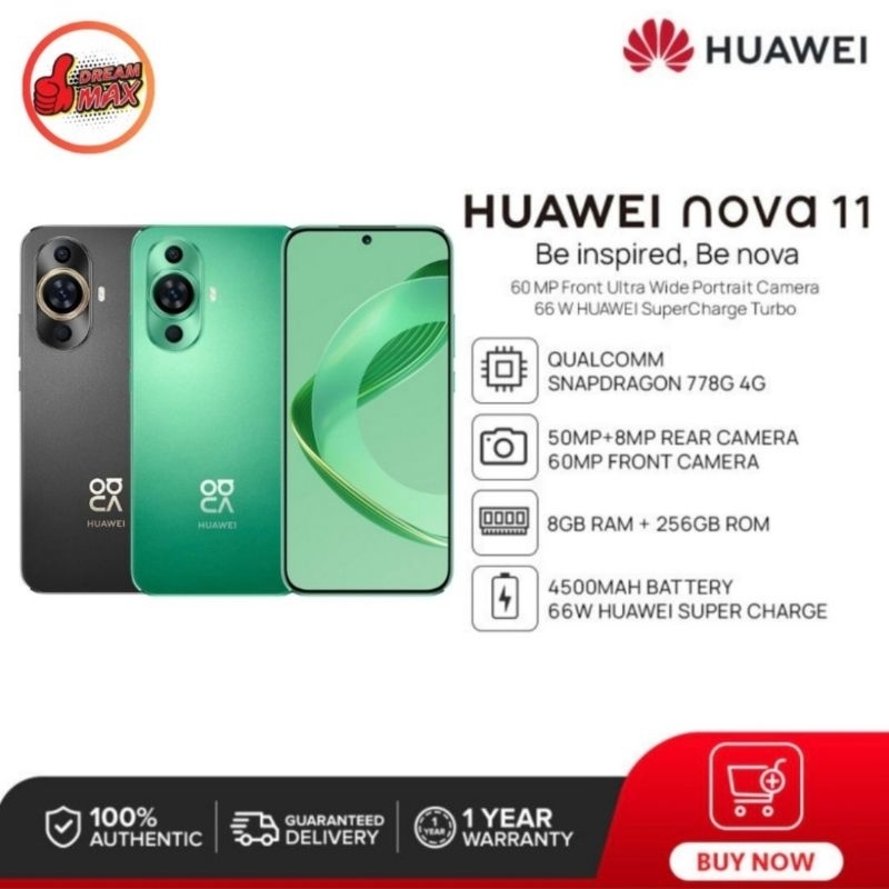 HUAWEI NOVA 11 (8GB+256GB) 60MP FRONT CAMERA | 66W FASTCHARGE | 4500mAH BATTERY CAPACITY | 6.7 ...