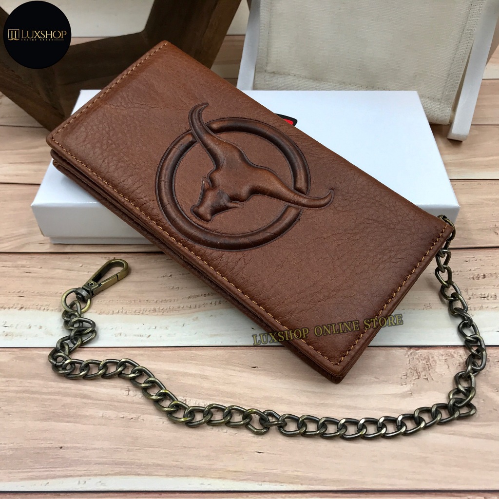 Rush Rider Cow Leather Wallet Men Long Wallet Chain Long Purse Dompet ...