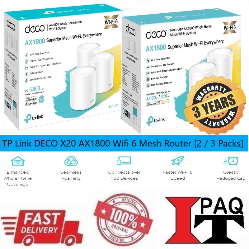 TP-Link DECO X20 AX1800 Whole Home Mesh Wi-Fi 6 System Router [AP or ...