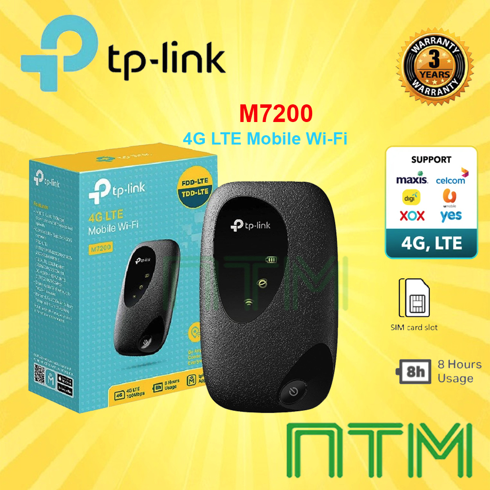 TP-LINK M7000 M7200 4G LTE MOBILE WI-FI & 4G SIM ROUTER WITH 2000MAH BATTERY AND SUPPORT UP TO ...