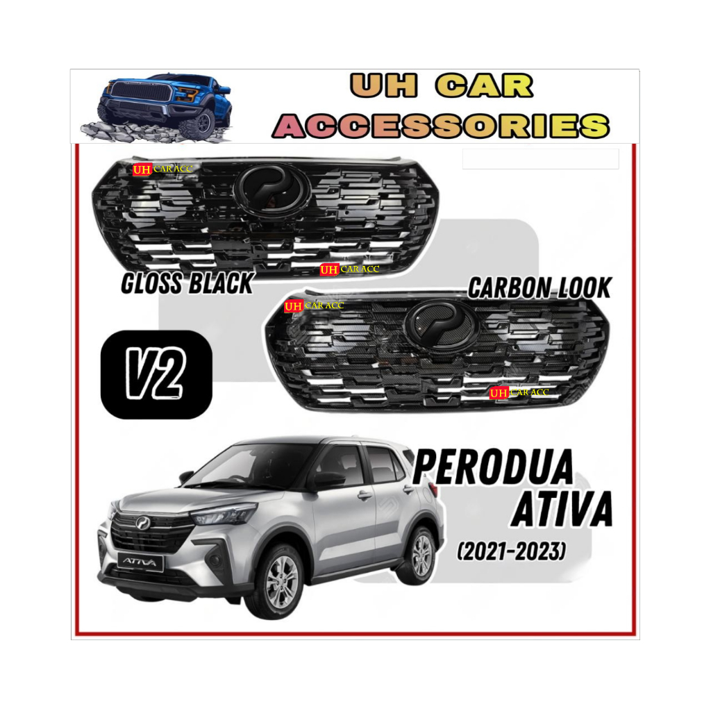 PERODUA ATIVA (2021-2023) FRONT GRILL V2 DESIGN ABS GRILLES BODYKIT ...