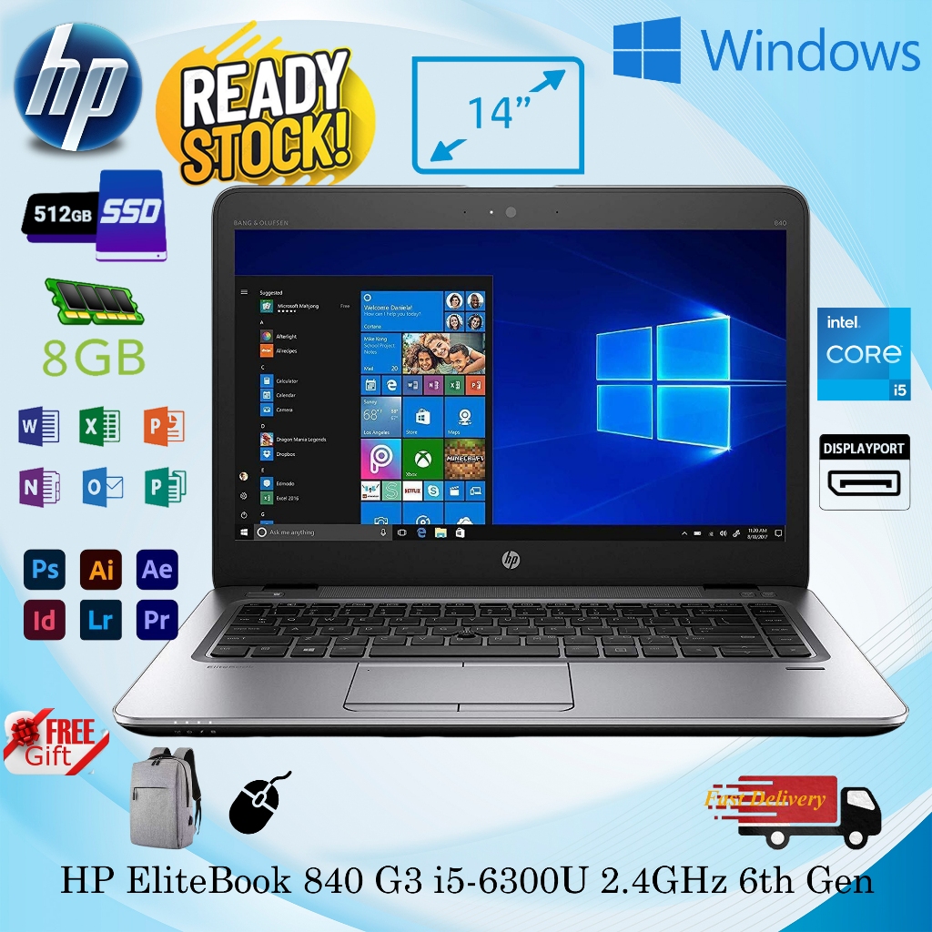 HP EliteBook 840 G3 @ i5-6300U 2.4GHz 6th Gen (ULTRABOOK) With DDR4 RAM | Shopee Malaysia