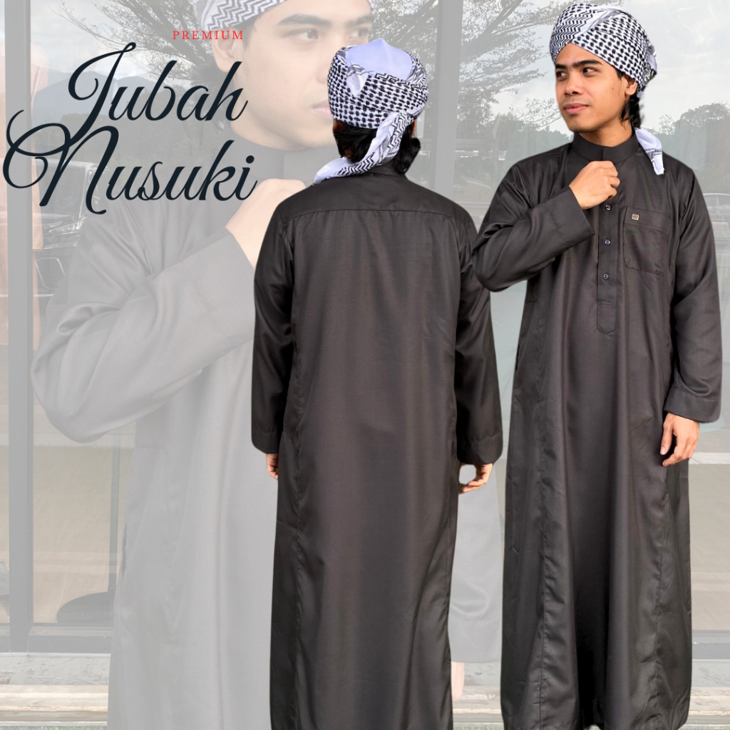 JUBAH LELAKI DEWASA JUBAH NUSUKI PREMIUM BLACK | Shopee Malaysia