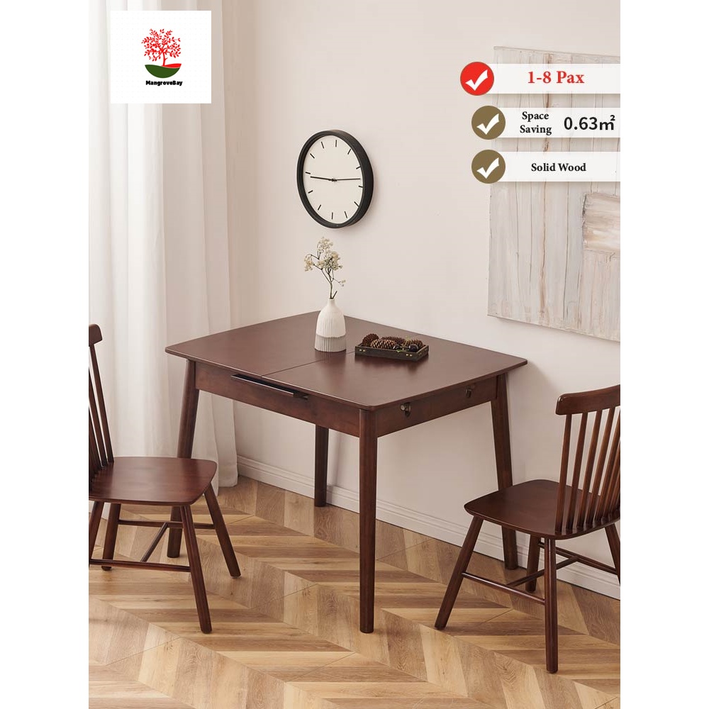 SOLID WOOD Extendable Table Dining Table Foldable Table Meja Makan Kayu ...