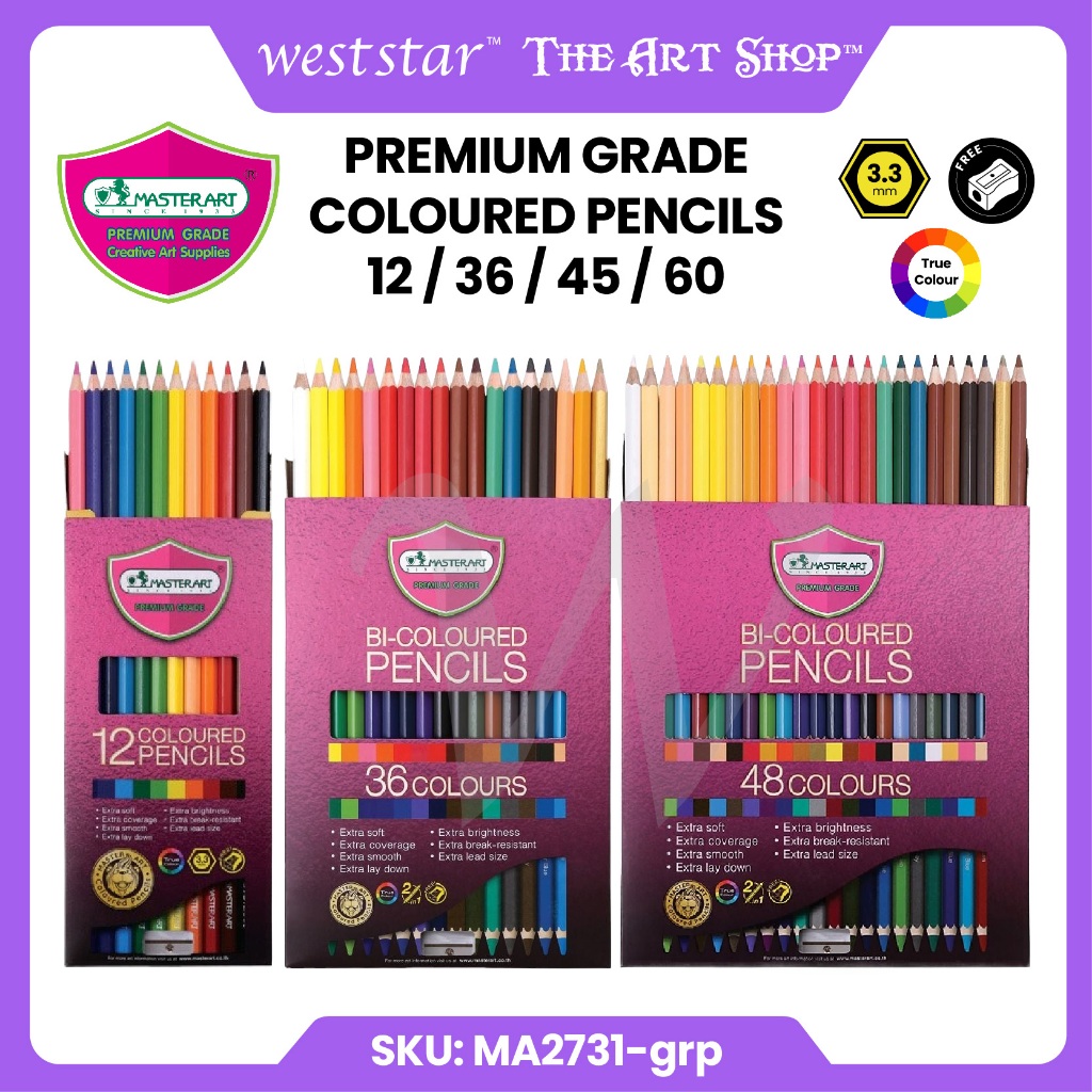 Master Art Premium Grade Colored Pencil | 12 Colors - 124 Colors ...
