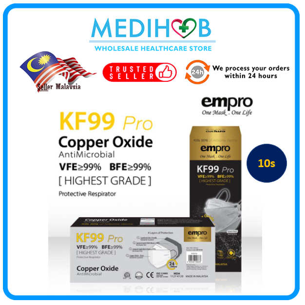 EMPRO RESPIRATOR KF99 PRO COPPER OXIDE ANTIMICROBIAL FACE MASK VFE/BFE ...