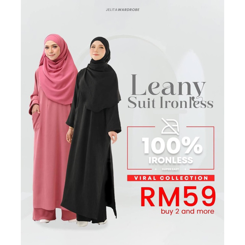 Leany Suit Jelita Wardrobe Cey Crepe Ironless Ready Stock | Shopee Malaysia