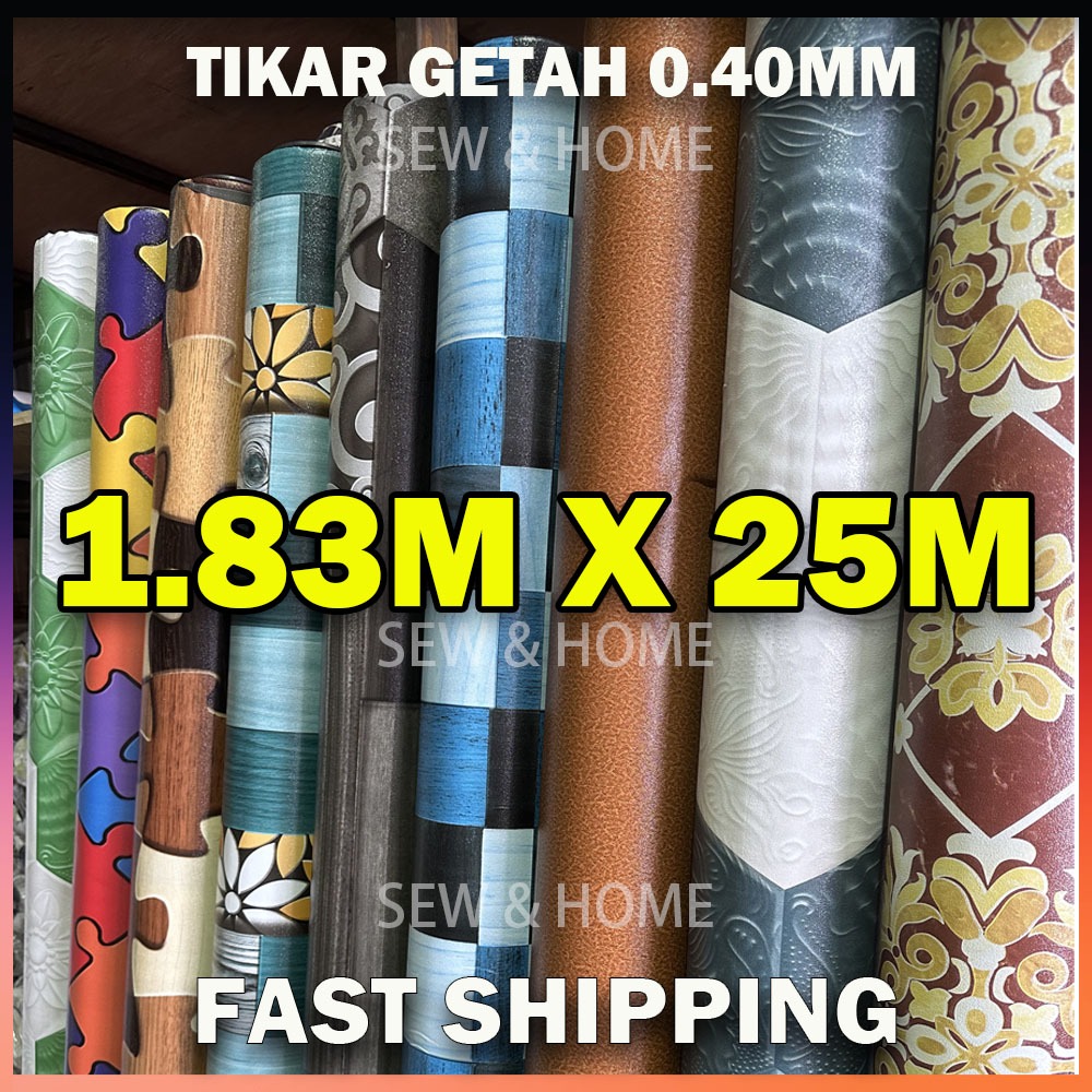 Tikar Getah Kualiti Lantai 6 Kaki Tebal 0.40mm 1.83M x 25M PVC Flooring ...