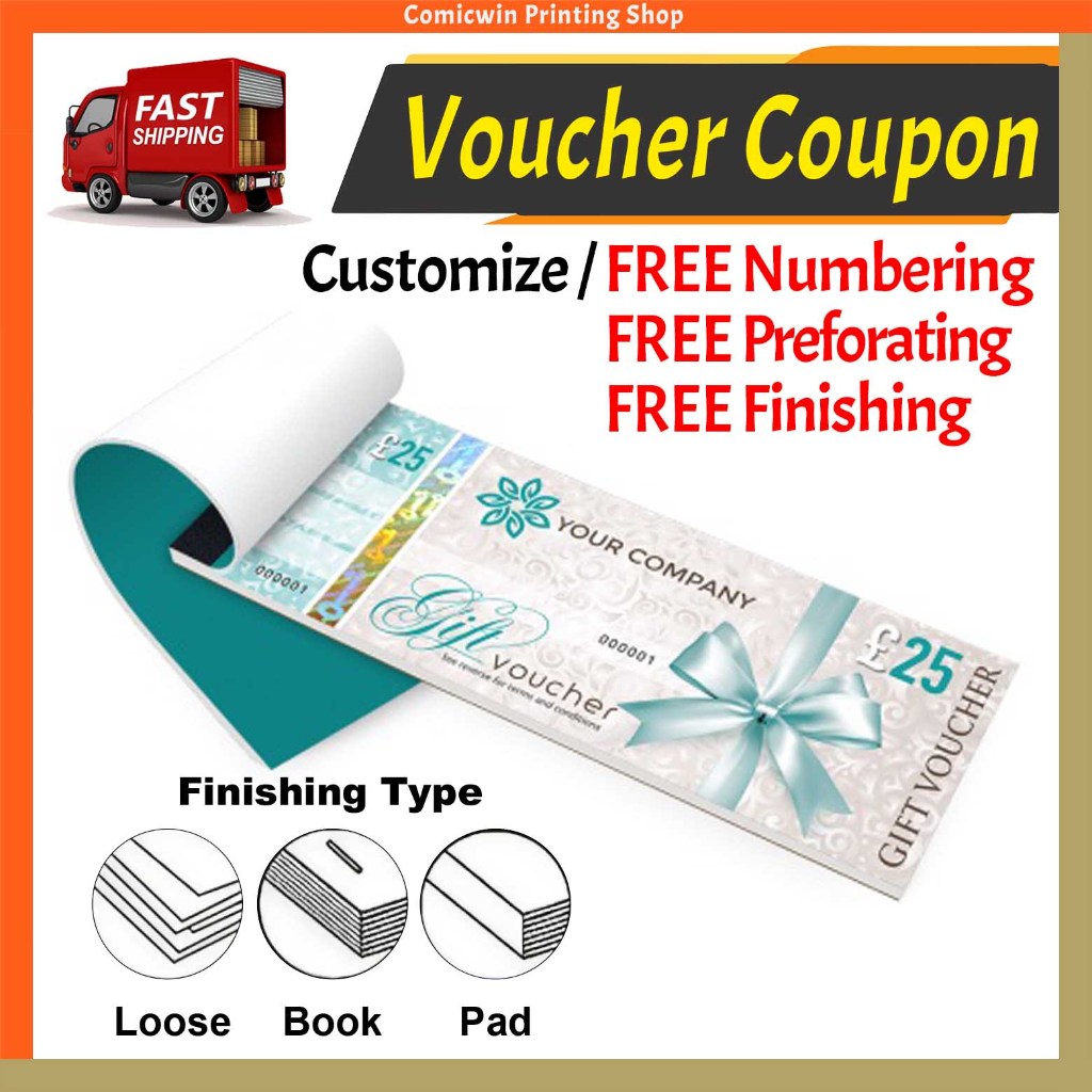 Coupon Printing Voucher Printin 300pcs (Numbering) Coupon Baucer Cetak ...
