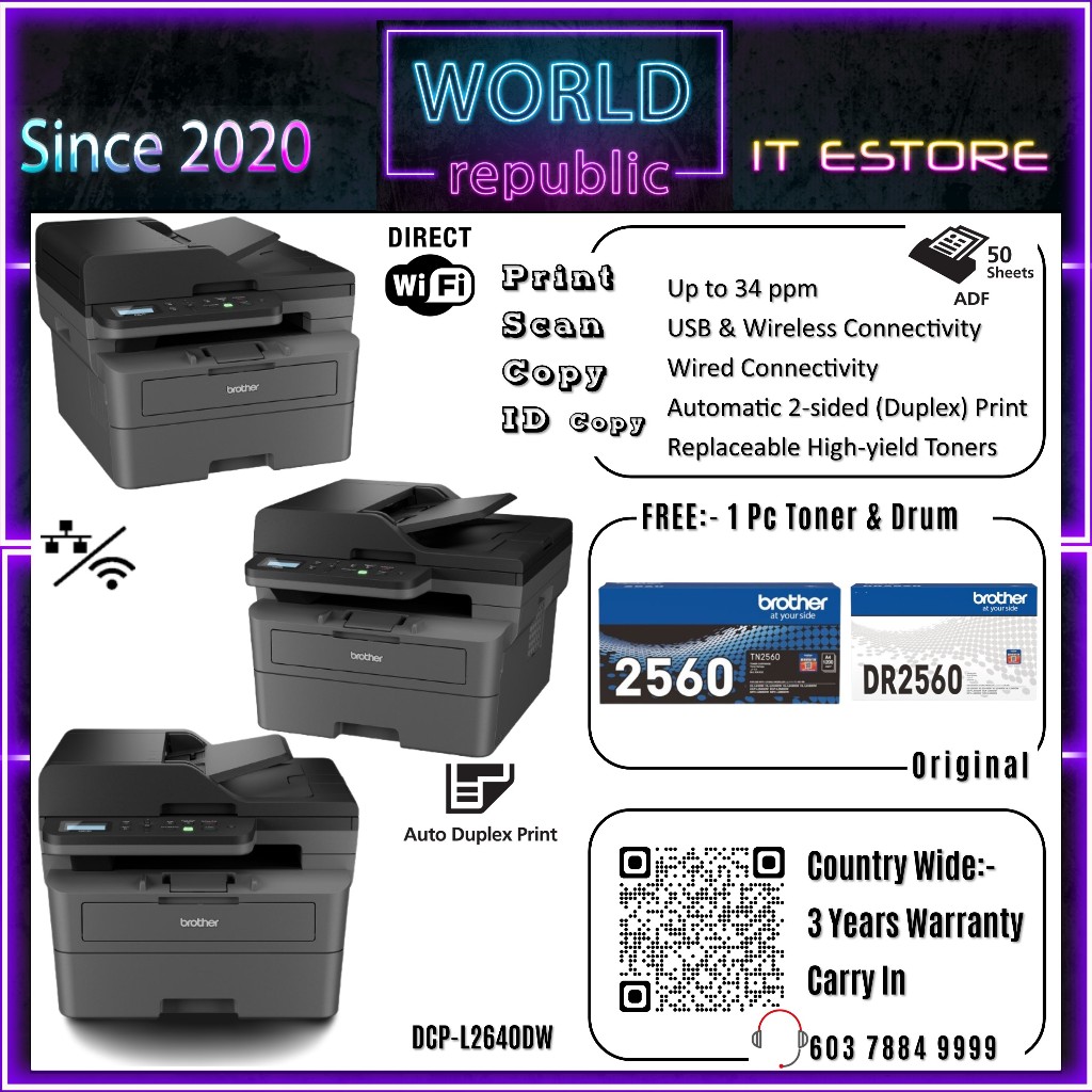 Brother Wireless Duplex Laser Printer- DCP-L2640dw New - Print Scan ...