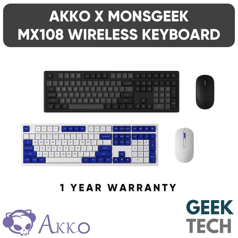 Akko X Monsgeek Mx108 Wireless Dual Mode Bluetooth 2 4ghz Keyboard Mouse Combo Scissor