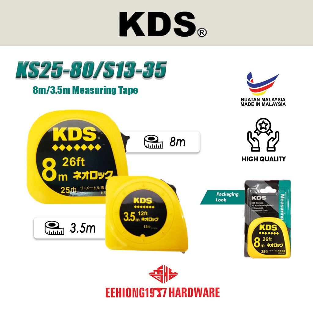 KDS KS25-80 S13-35 8mx26ft 3.5mx12ft Professional Grade Measuring Tape Made in Malaysia KS 25-80 ...