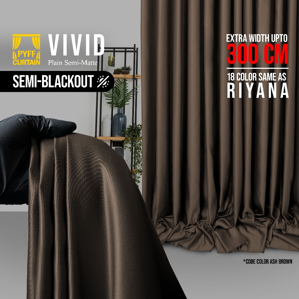 PYFF CURTAIN | {pg.1} VIVID plain semi blackout modern curtain, langsir ...