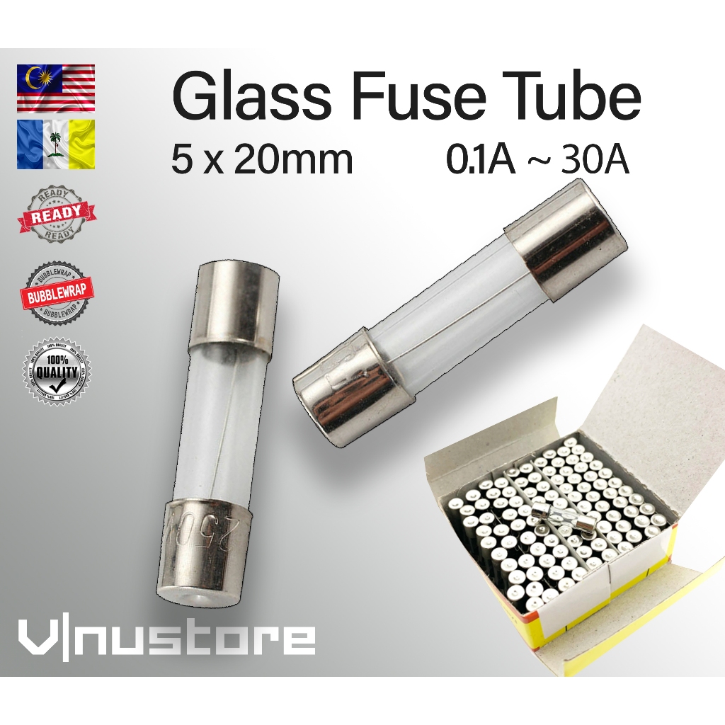 250V Glass Fuse Tube 5x20 mm 0.1A 0.2A 0.25A 0.3A 0.5A 0.75A 1A 2A 2.5A ...