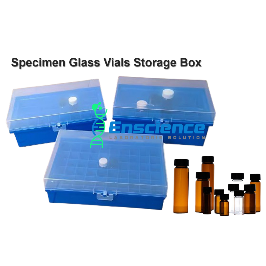 Specimen Glass Vial Storage Box, Tough Polypropylene, Hinged Lid for 3mL, 4mL, 5mL, 10mL, 15mL ...