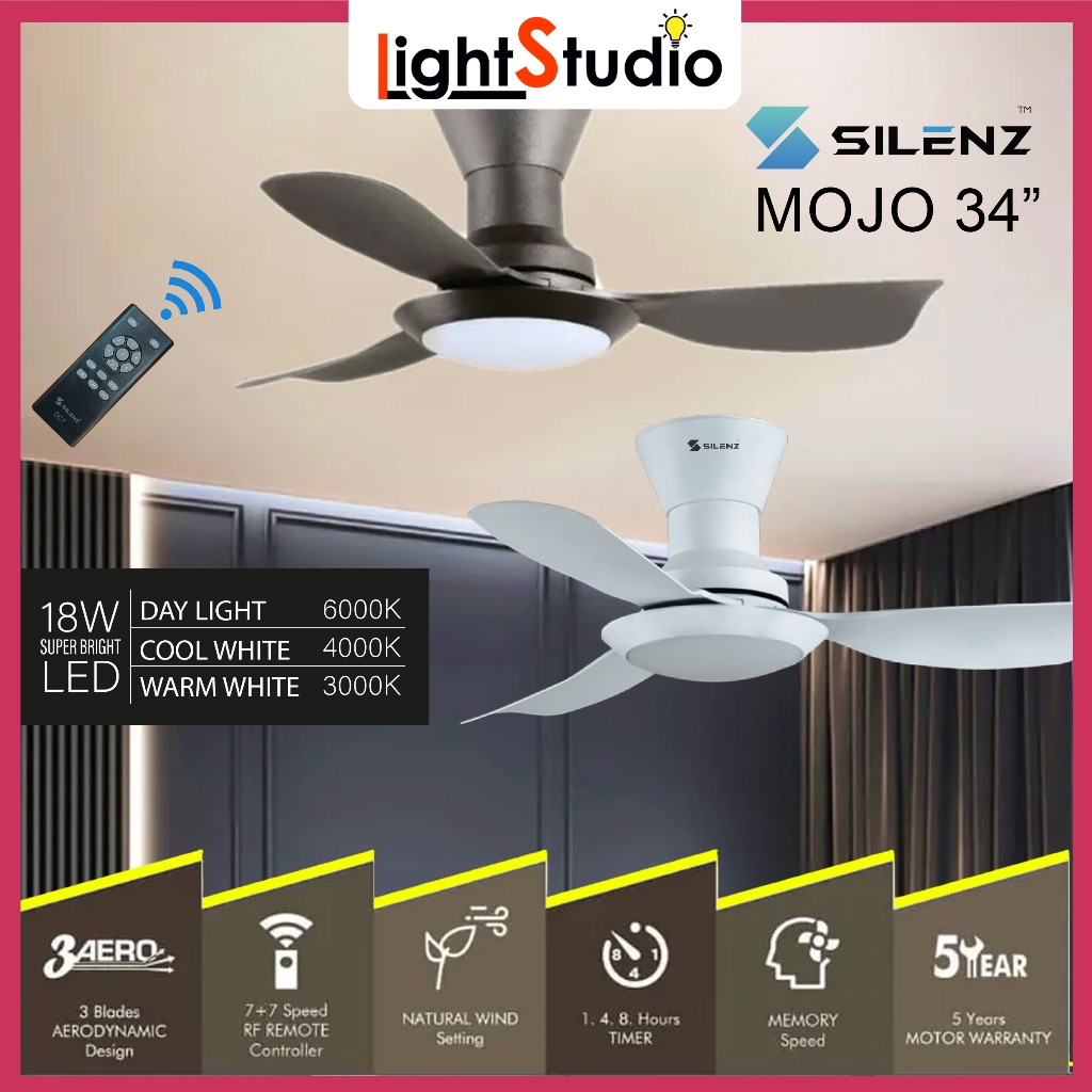 Silenz Mojo Mini Ceiling Fan 34" DC Motor | Shopee Malaysia
